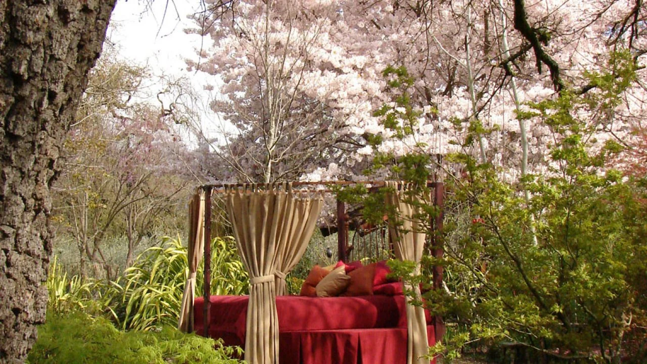 romantic bed outside