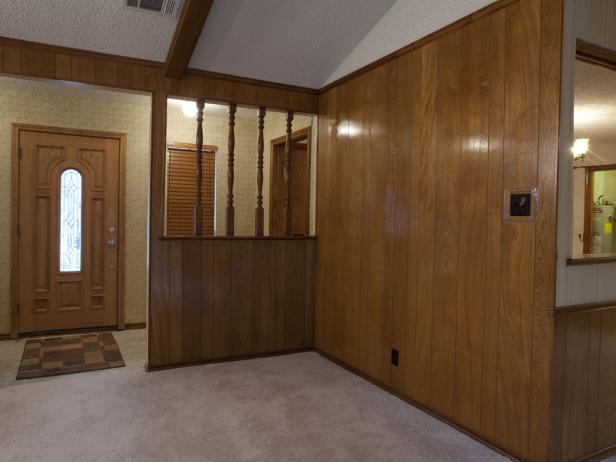 Entry With Dark Wood Paneling | HGTV