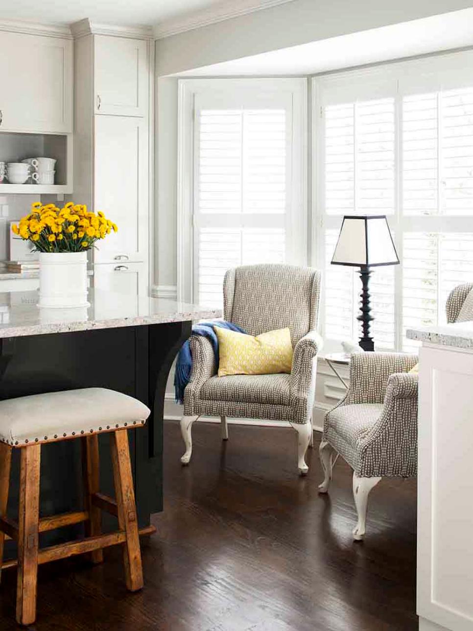 Pair of Wingback Chairs in Kitchen Sitting Area | HGTV