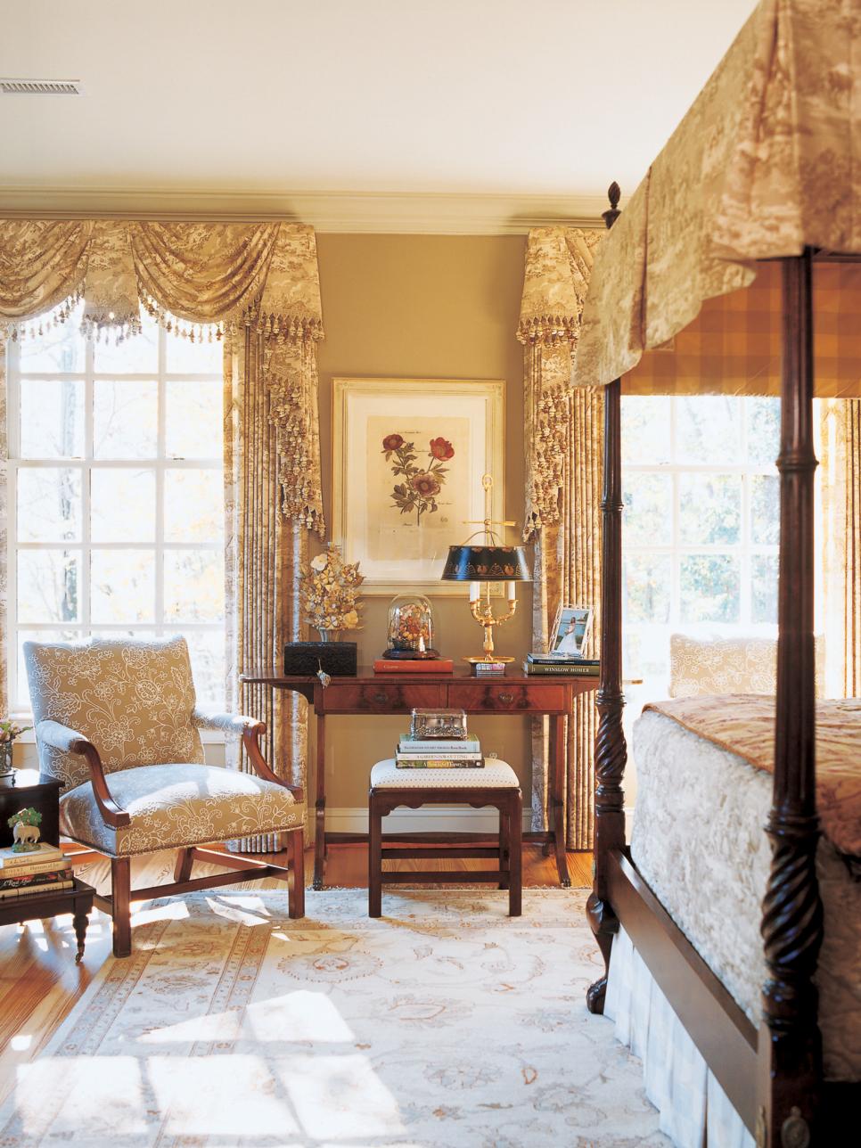 Traditional Bedroom With Gold Canopy | HGTV