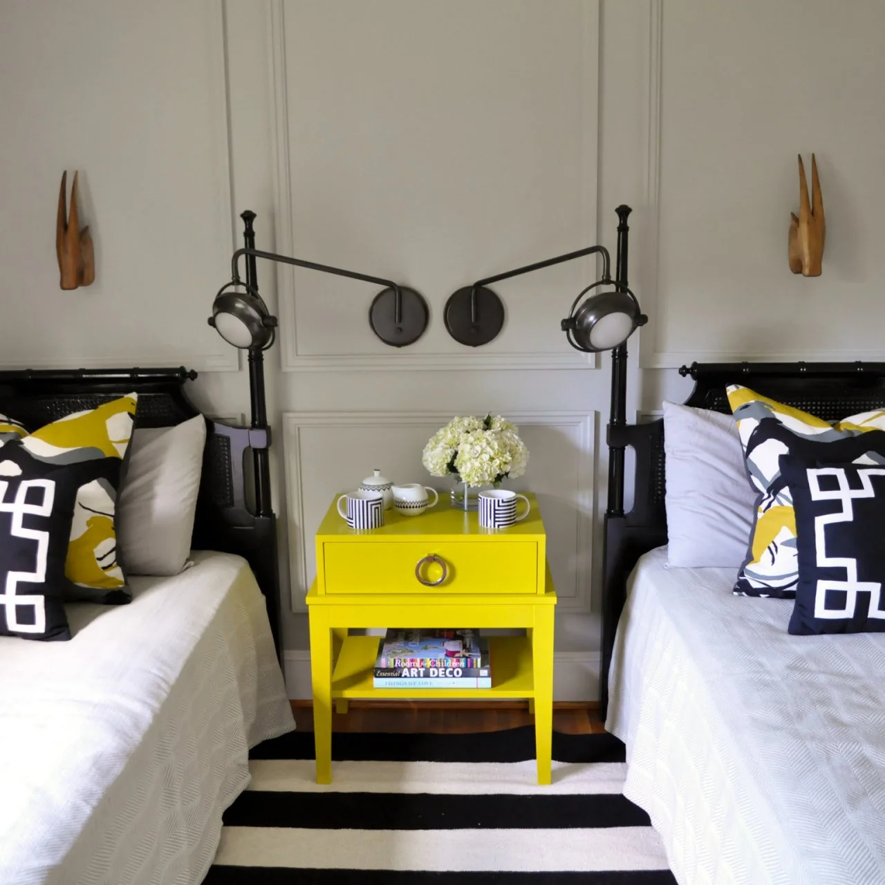 Eclectic Black and Yellow Guest Room HGTV