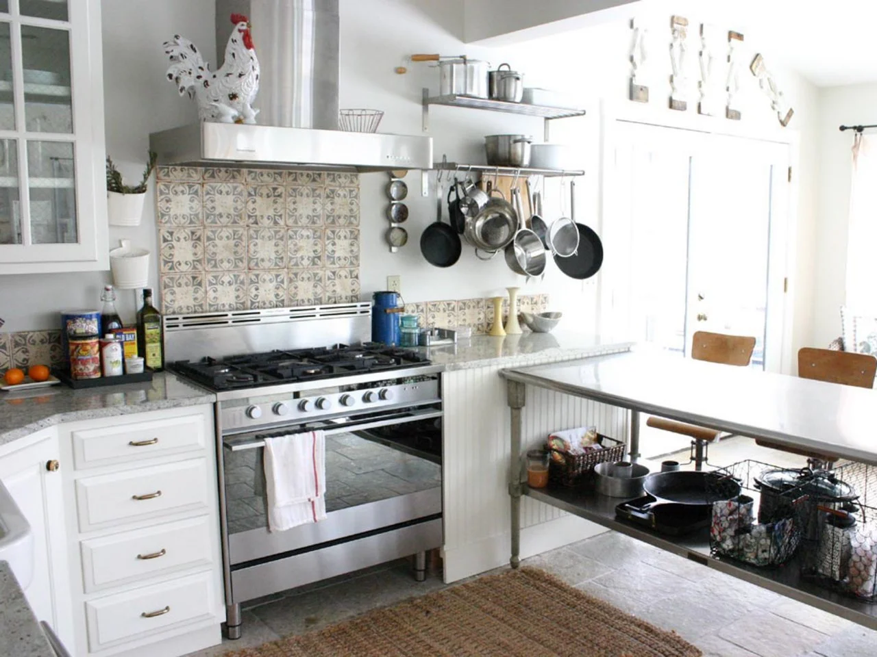 Stainless steel kitchen island with stools store