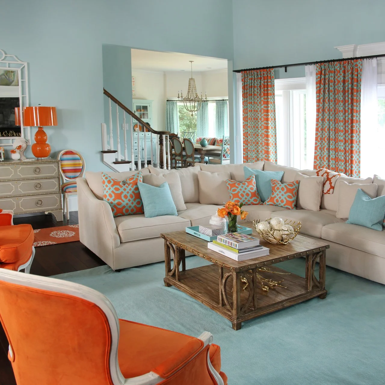 Aqua Light Blue Living Room