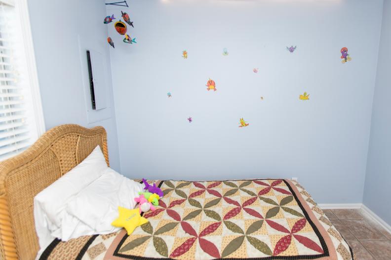 Rustic Gray and Red Den With Lofted Bed | Beach Flip | HGTV