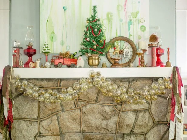 DIY Tinsel Ornament Garland for the Mantel | HGTV