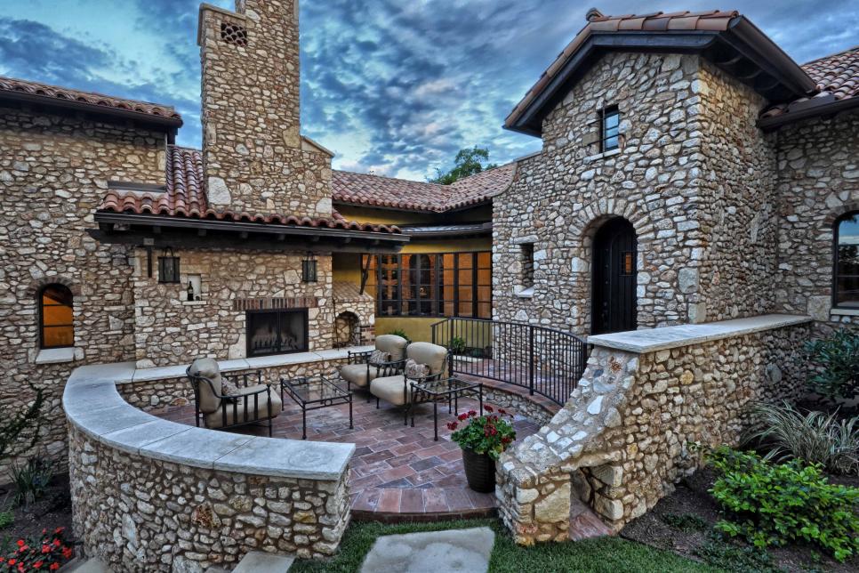 Brick and Stone Mediterranean Estate With Lovely Patio | Cornerstone ...