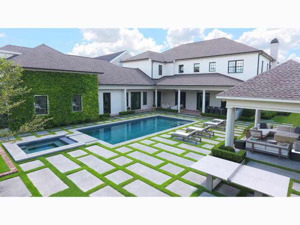Chic Colonial-Style Home with Pool and Spa | Moss Landscaping | HGTV