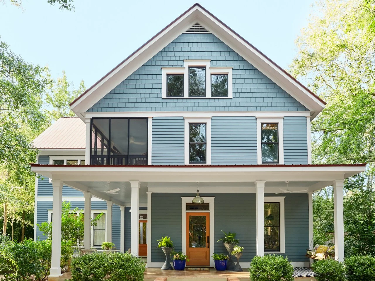 Blue house exterior store
