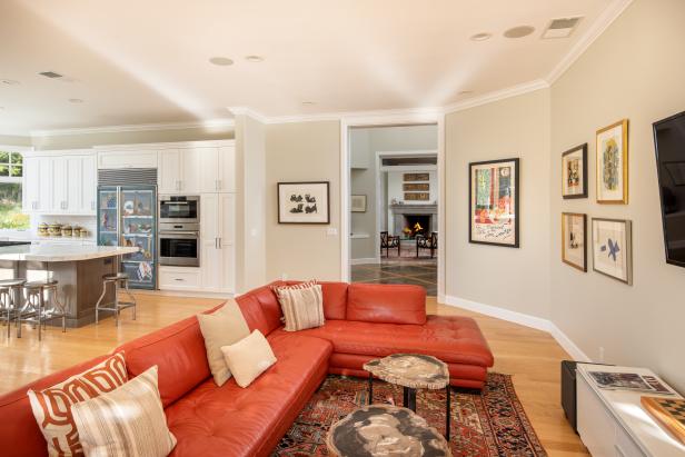 Rust Colored Leather Sectional Sofa | Baci Living Room