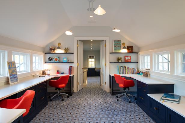 Slanted Ceiling Home Office Idea