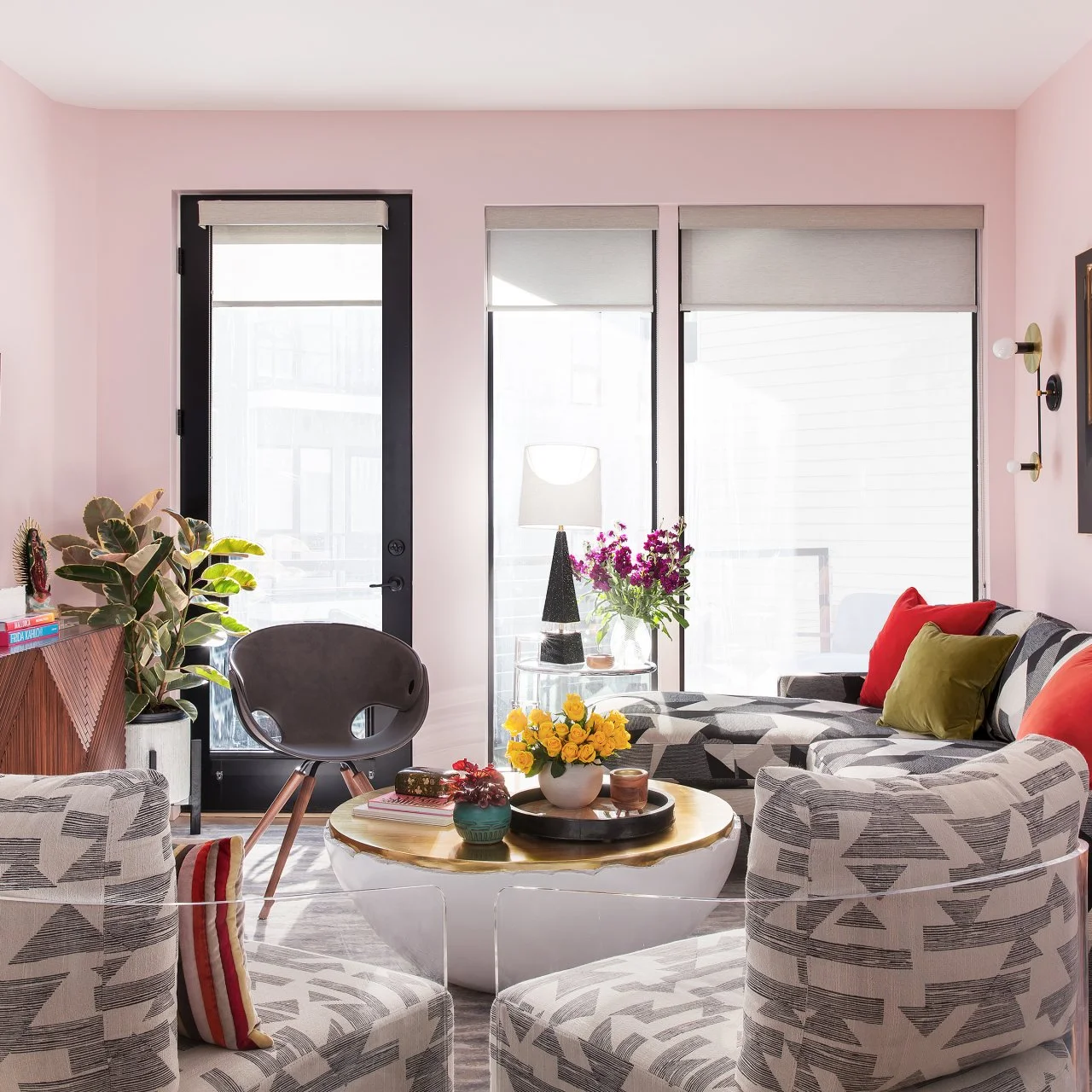 Light Pink Country Living Rooms