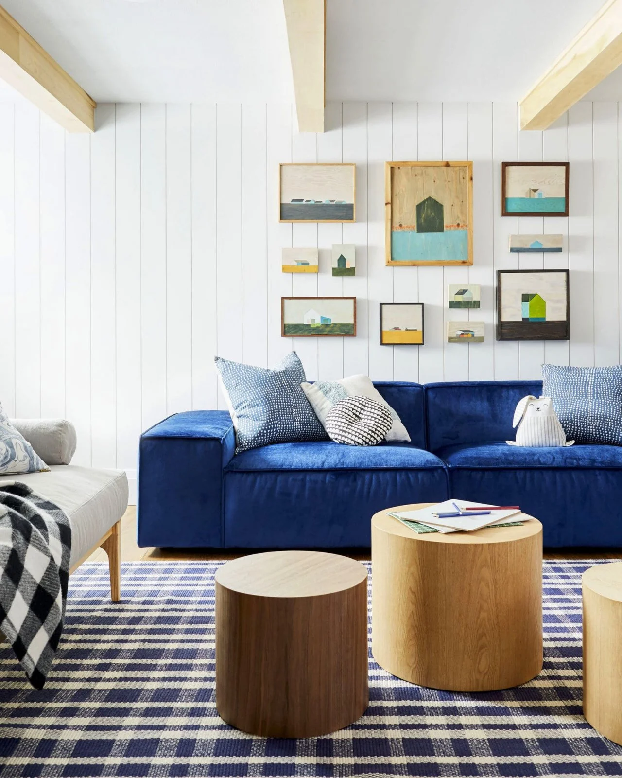 Velvet blue sofa living room store