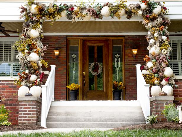 How to Craft a Giant Fall Floral Pumpkin Arch for Your Front Porch | HGTV