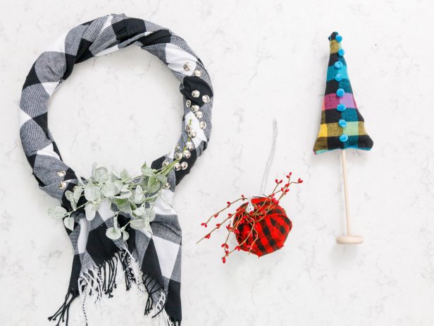 3 Ways to Upcycle Buffalo Plaid Scarves Into DIY Holiday Decor | HGTV