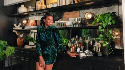 antique mirror backsplash