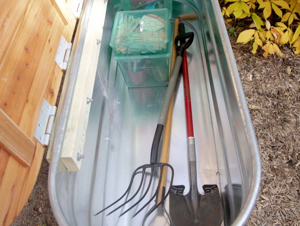 DIY Stock Tank Garden Tool Storage Container | HGTV