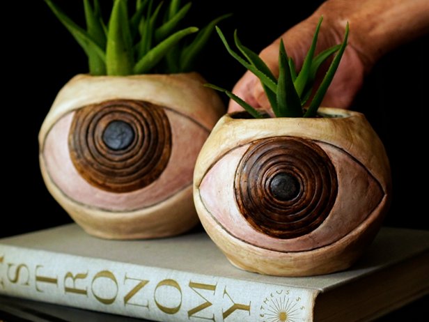 How To Use Clay and DIY Watercolors to Craft Creepy Eyeball Planters | HGTV