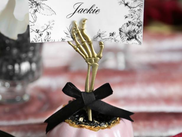 Skeleton Hand Place Cards for Halloween Table Setting | HGTV