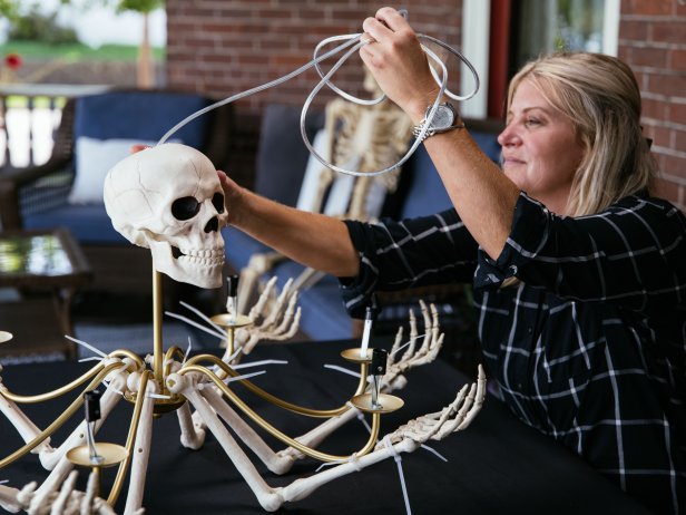 DIY Halloween Lighting Decoration Made From a Skeleton and an Old Light ...