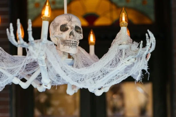 DIY Halloween Lighting Decoration Made From a Skeleton and an Old Light ...