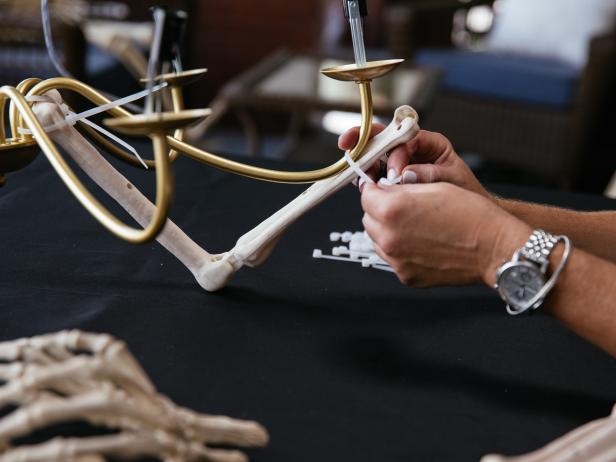 DIY Halloween Lighting Decoration Made From a Skeleton and an Old Light ...