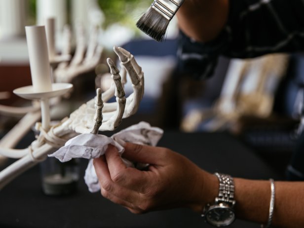 DIY Halloween Lighting Decoration Made From a Skeleton and an Old Light ...