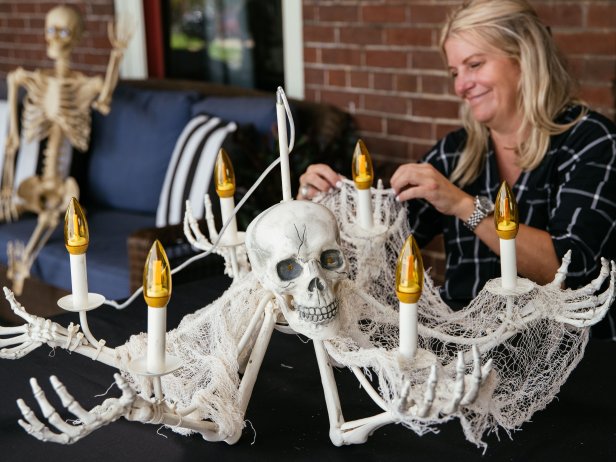 DIY Halloween Lighting Decoration Made From a Skeleton and an Old Light ...