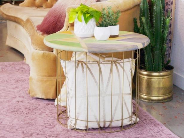 DIY Gold and Wood Side Table Video | HGTV